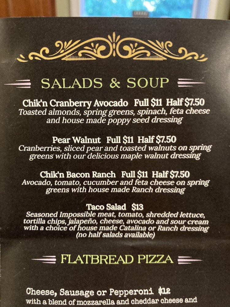 Menu at Tiger Lily Café cafe, Chesterton
