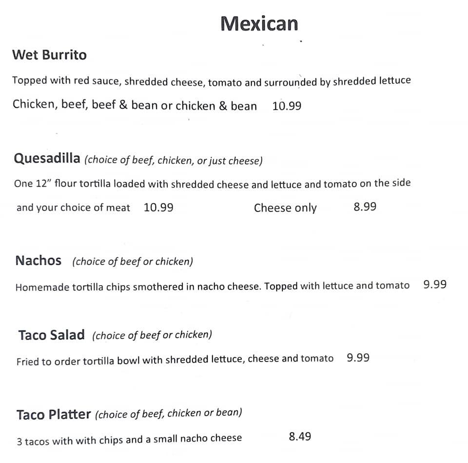 Menu at Crossroads Grill and Bar, Leslie