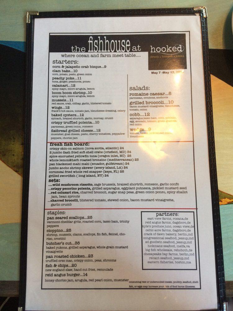 Menu at Hooked restaurant, Ocean City