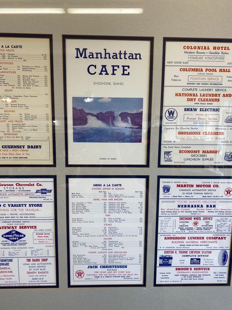 Menu at Manhattan Cafe, Shoshone
