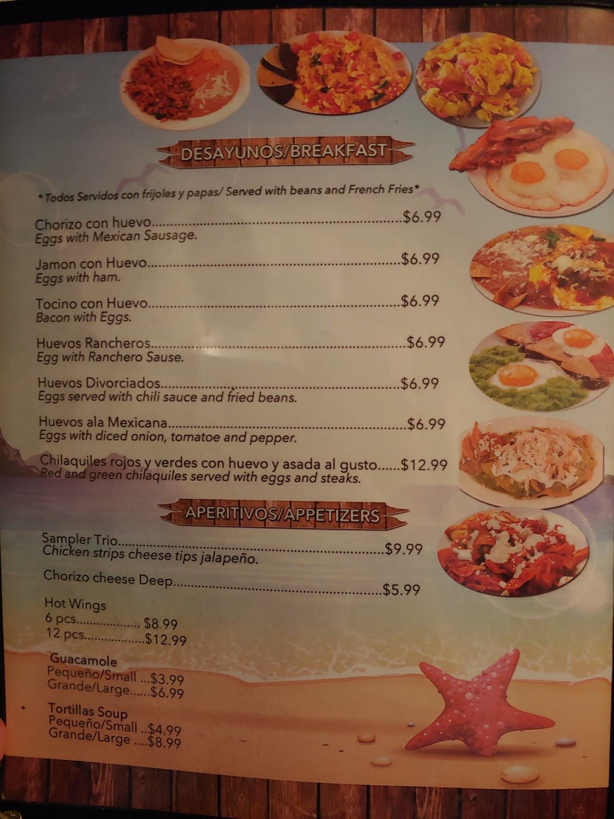Menu at Villa Del Mar #2 restaurant, Baton Rouge