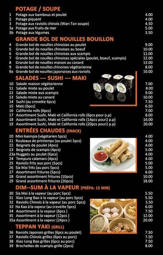 Menu au Wokman, Liège
