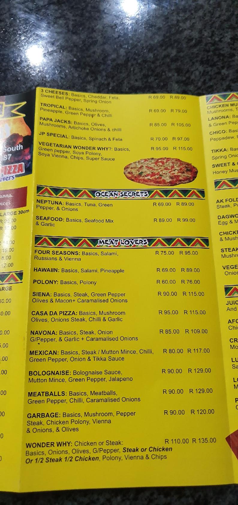Menu at Akhalwayas Gourmet Foods restaurant, Lenasia