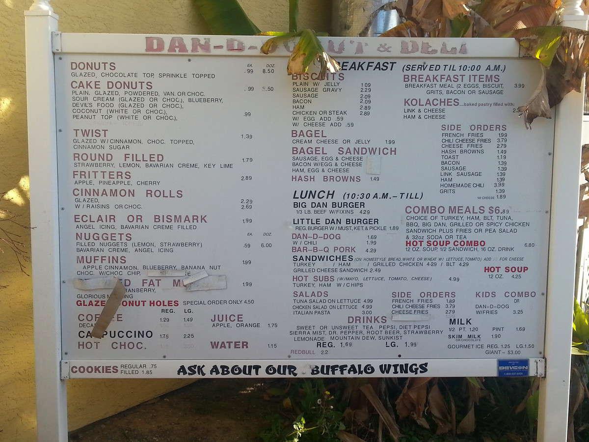Menu at Dan-D-Donuts & Deli fast food, Panama City