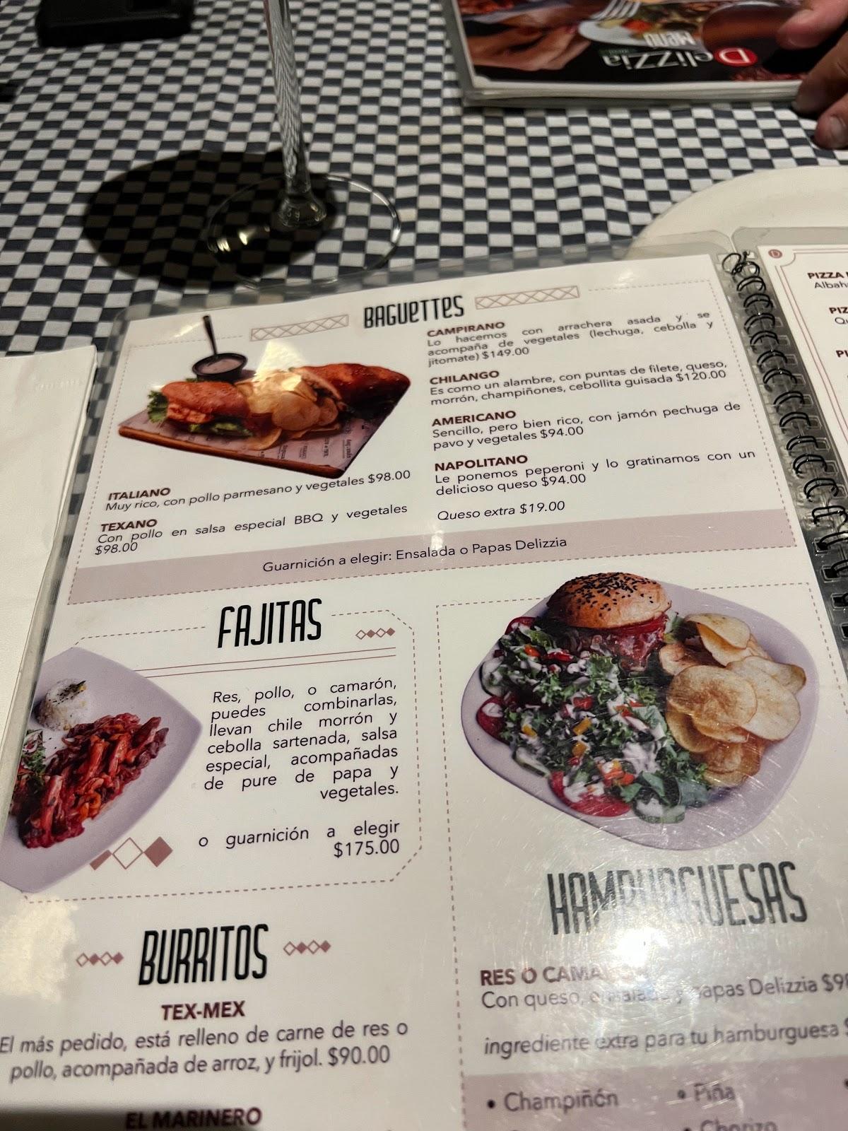 Carta del restaurante Delizzia, Ciudad Guzmán
