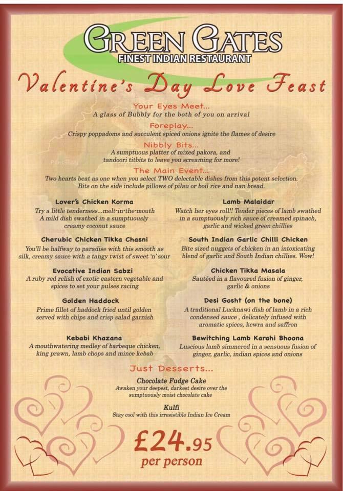 Menu at Green Gates Indian Restaurant, Renfrew