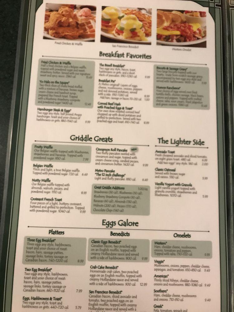 Menu at Metro Diner restaurant, The Villages