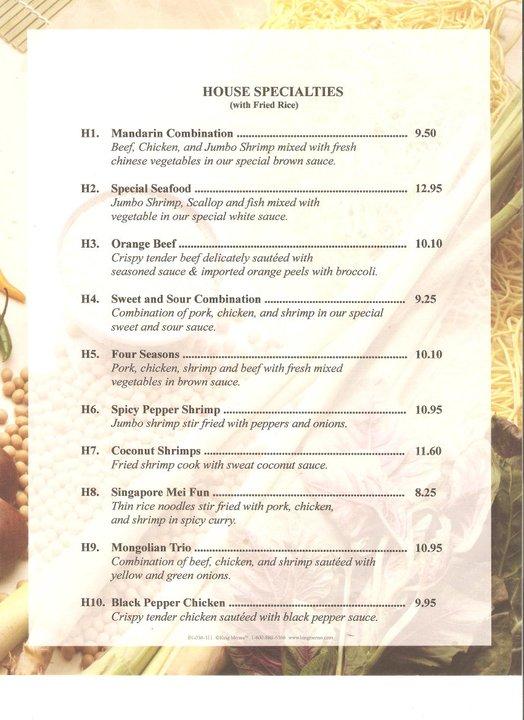 Menu at New Chinatown in Five Points South restaurant, Birmingham