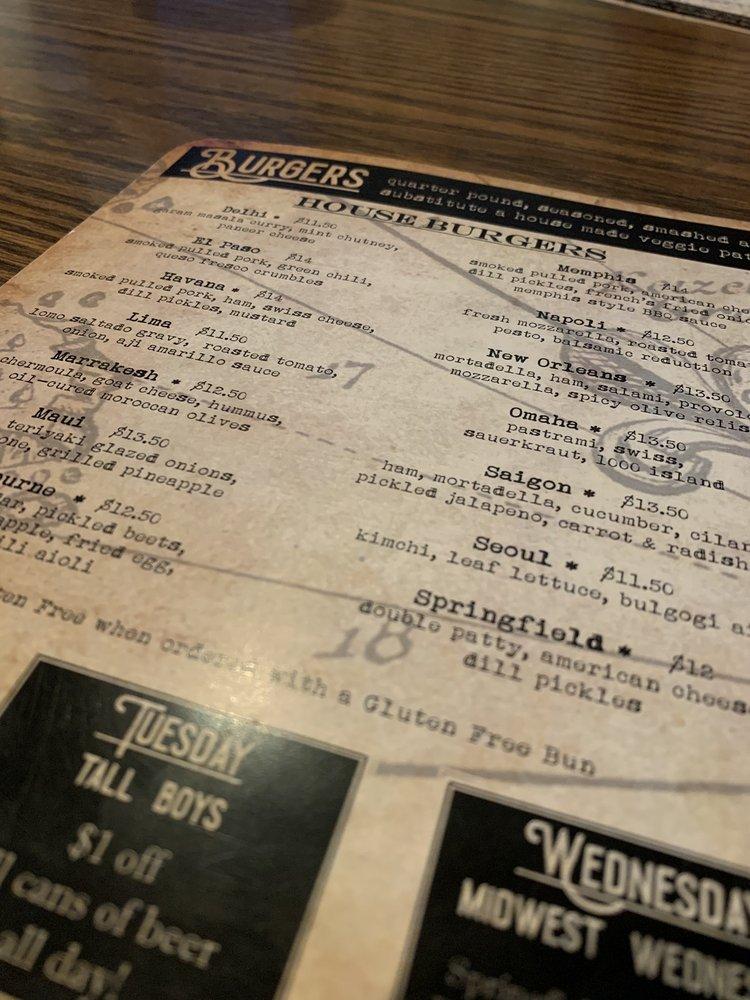 Carta del pub y bar The Map Room, Cedar Rapids