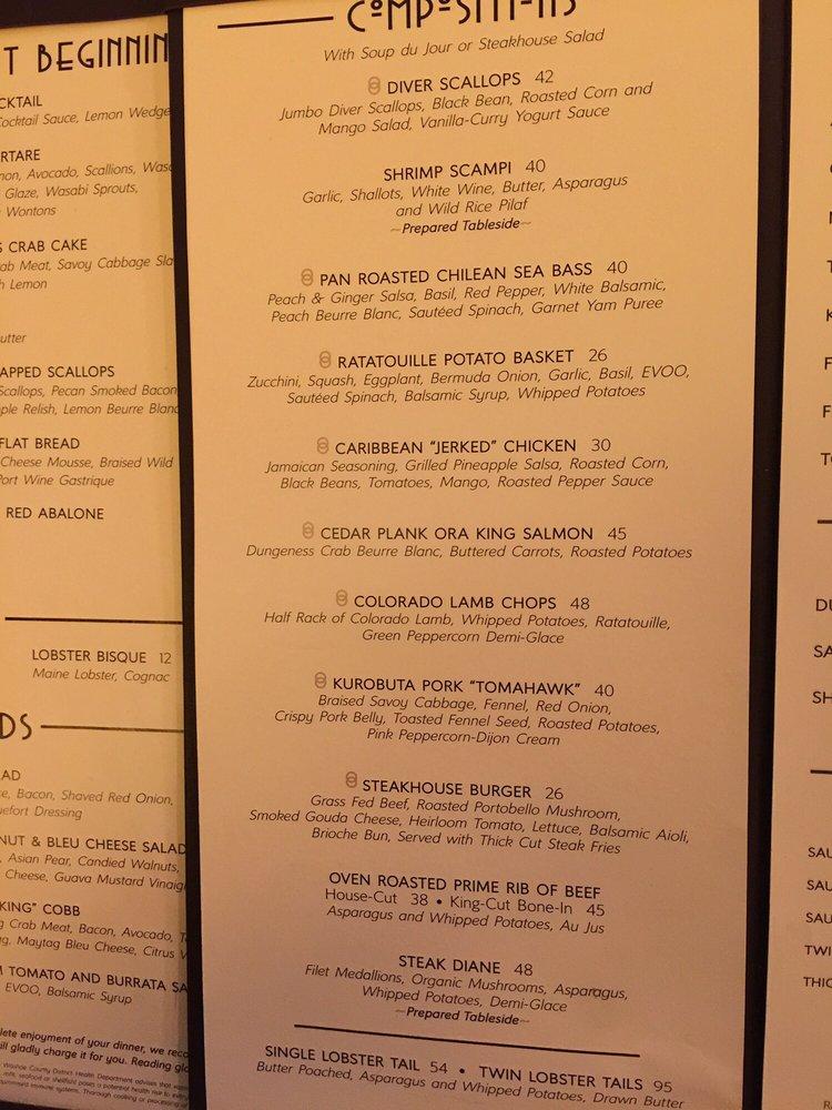 Menu at Atlantis Steakhouse, Reno