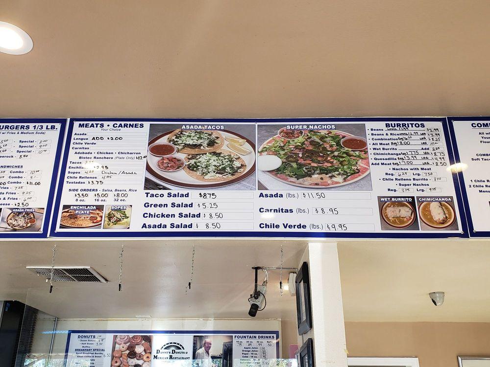 Menu at Danny's Donut House restaurant, Caruthers, W Tahoe Ave