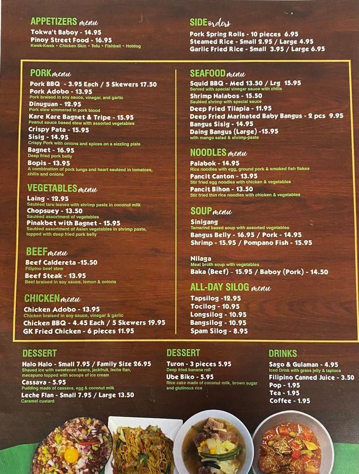 Menu at Grandt Kitchen restaurant, Vancouver