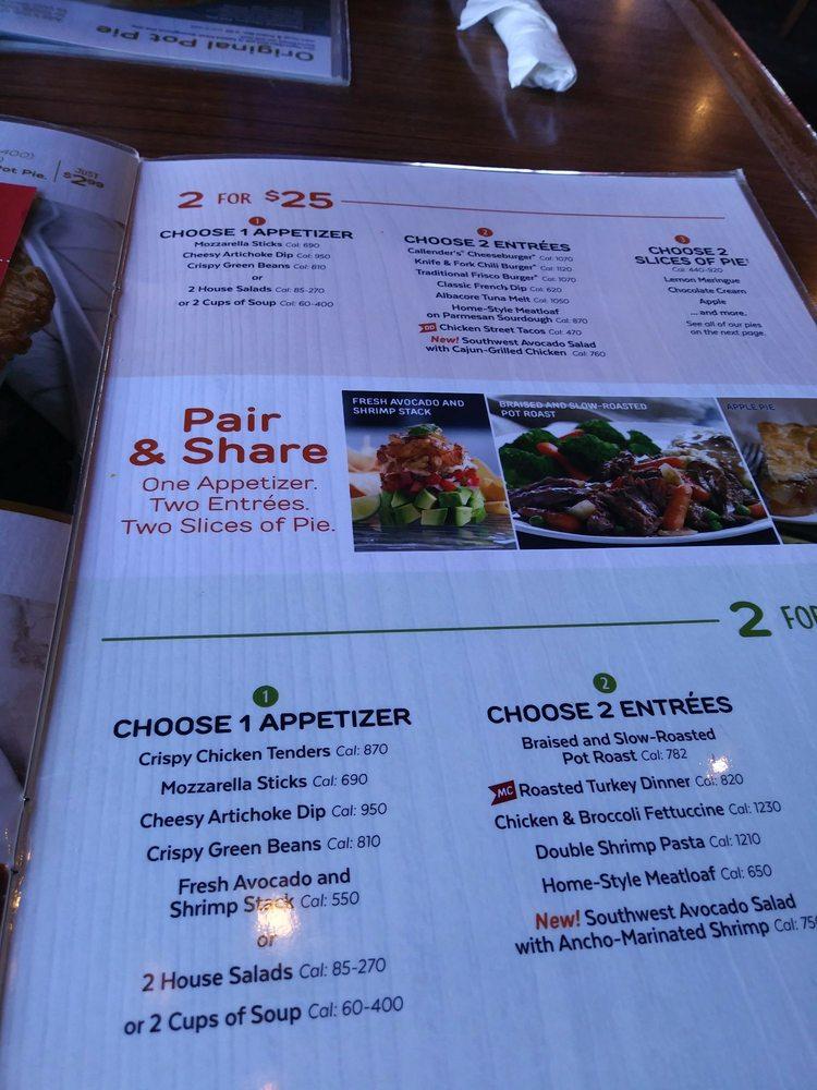 Menu at Marie Callender's restaurant, Las Vegas, 3081 N Rainbow Blvd