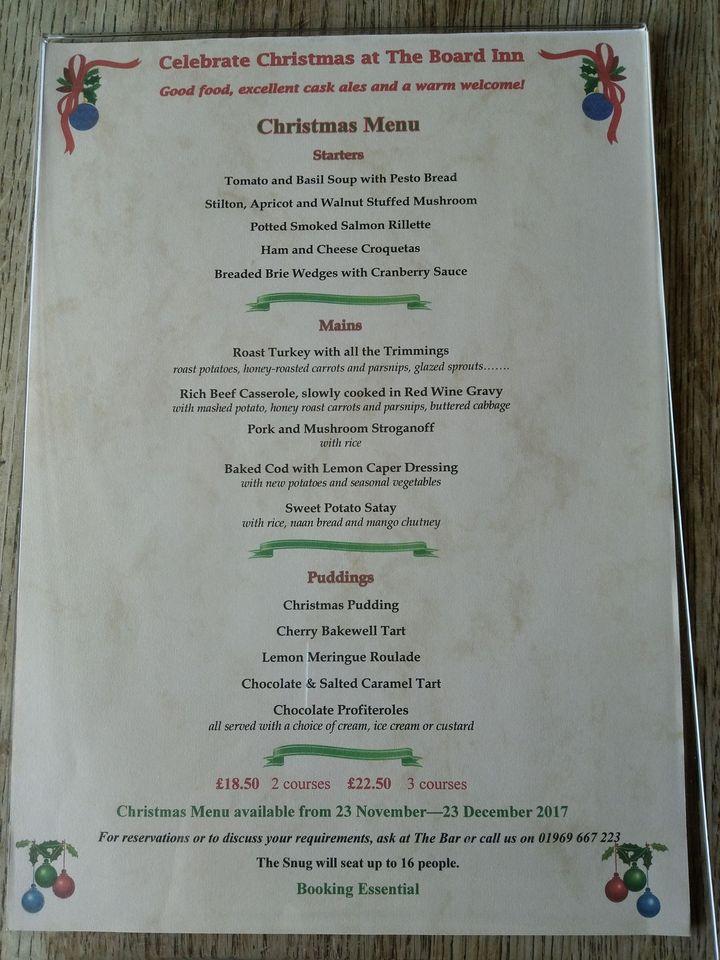 Menu at The Board pub & bar, Hawes
