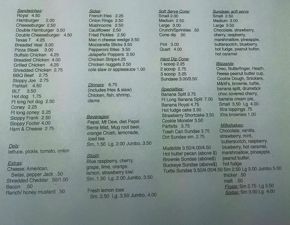 Menu at Twist 'n Shake LLC fast food, Centerburg