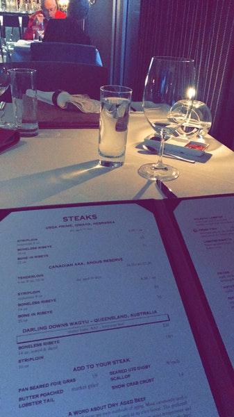 Menu at CUT Steakhouse, Halifax