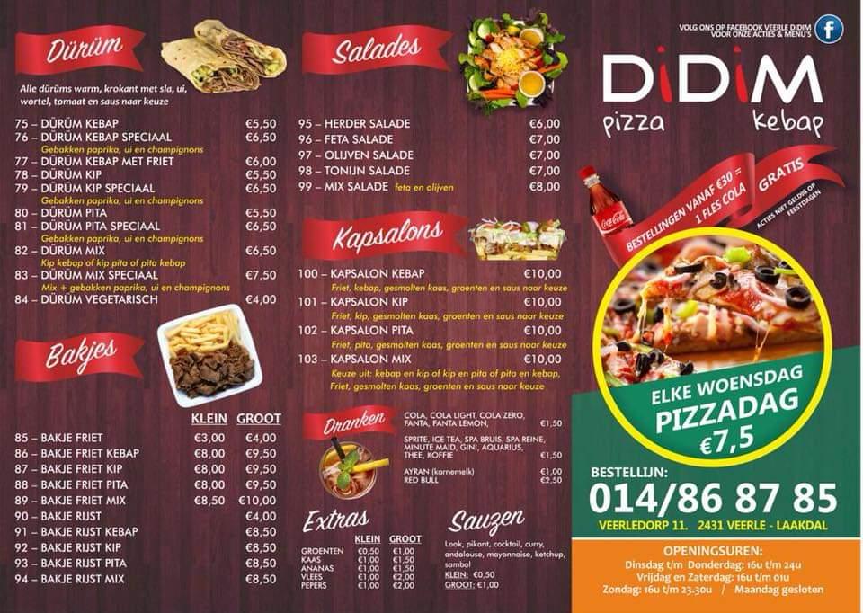 Menu at DiDim, Laakdal