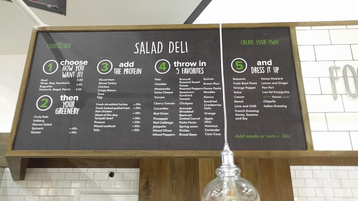 Menu at Food Box cafe, Dublin