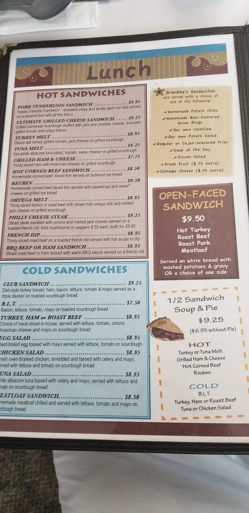 Menu at Grandma's Restaurant, Oceanside, Ocean Ranch Blvd Suite108