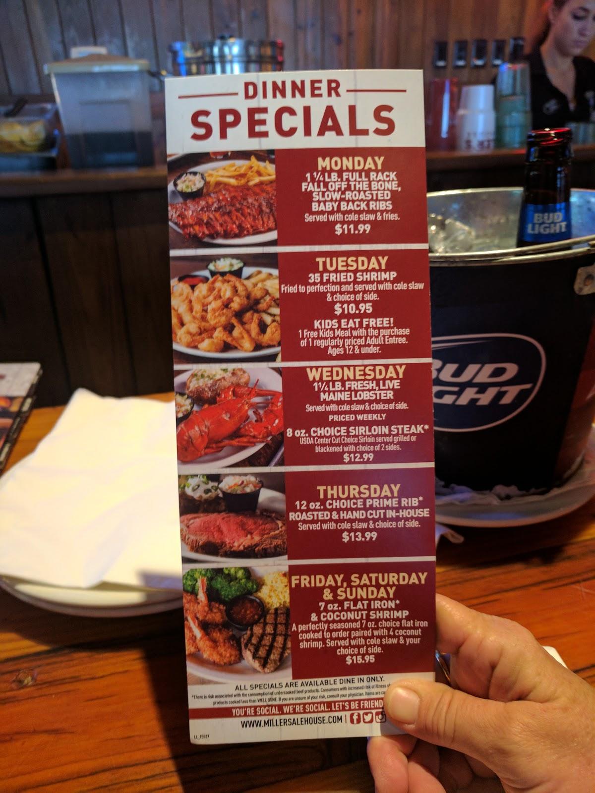 Menu at Miller's Ale House pub & bar, Jensen Beach
