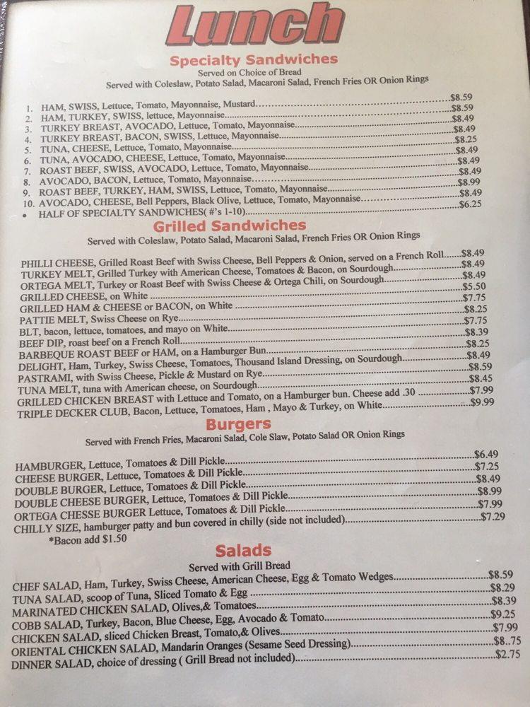 Menu at Red Hill Cafe, Santa Ana