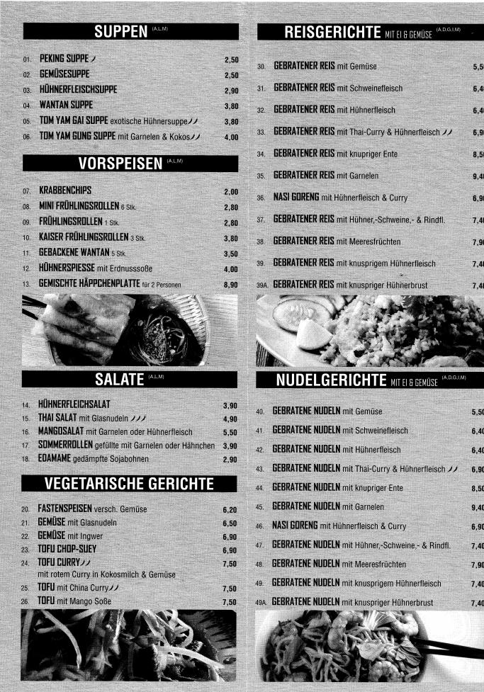 Menu at Restaurant Asia Pacific, Neuhofen