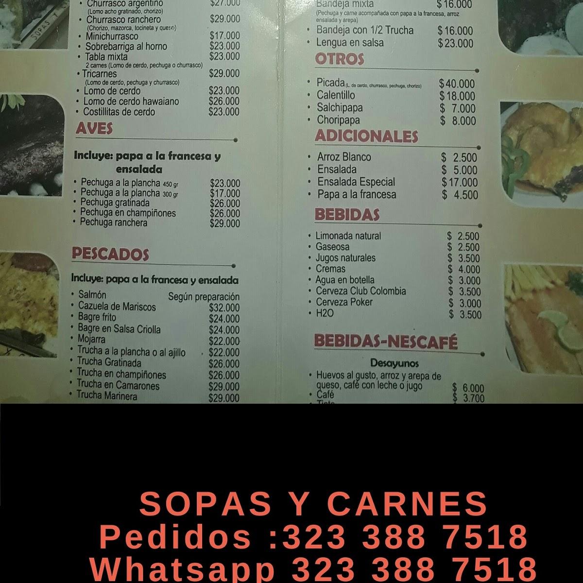 Menu at SOPAS Y CARNES. CENTRO NORTE restaurant, Tunja
