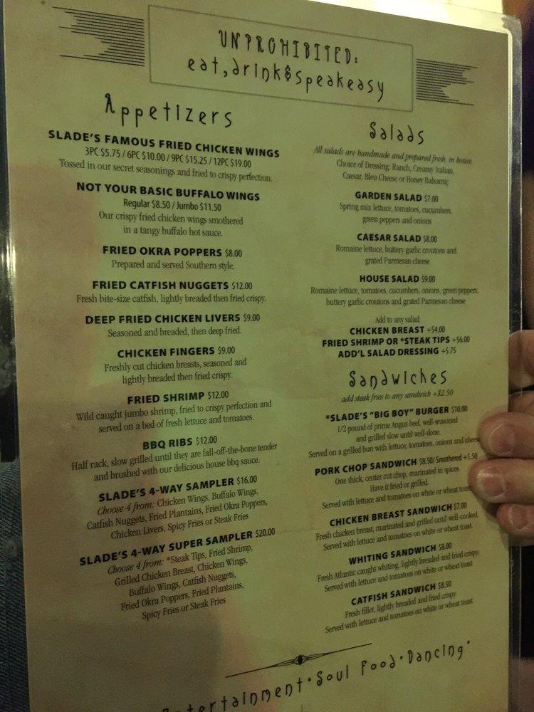 Menu at Slades Bar & Grill, Boston