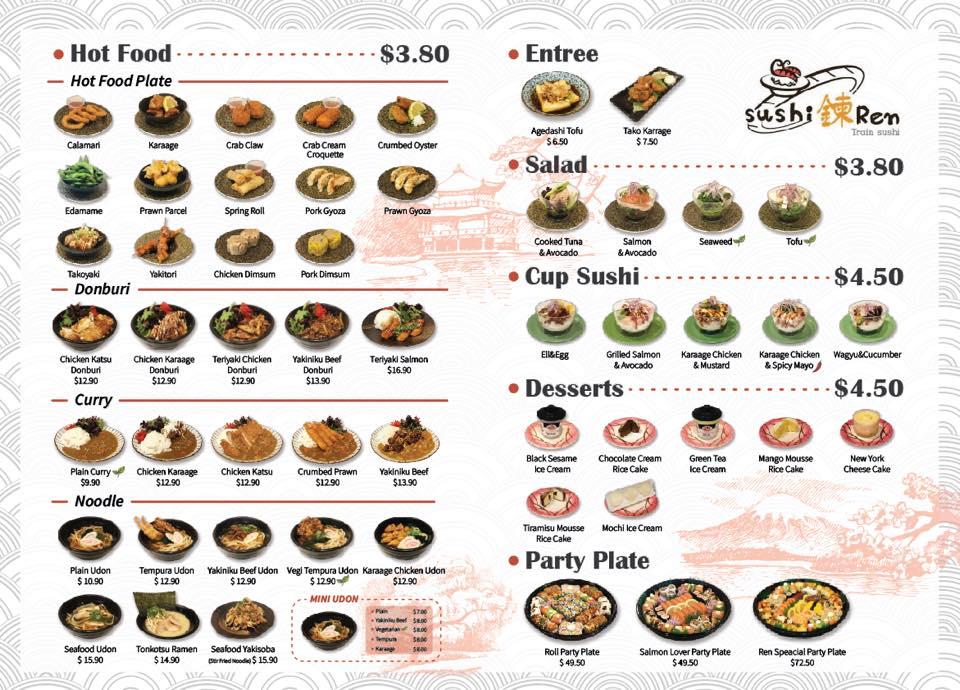 Menu at Sushi Ren restaurant, Underwood