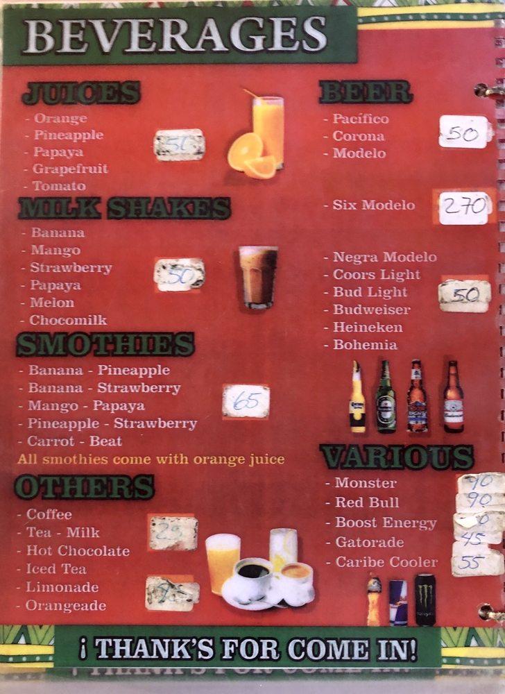 Menu at Taco Fiesta restaurant, Cabo San Lucas