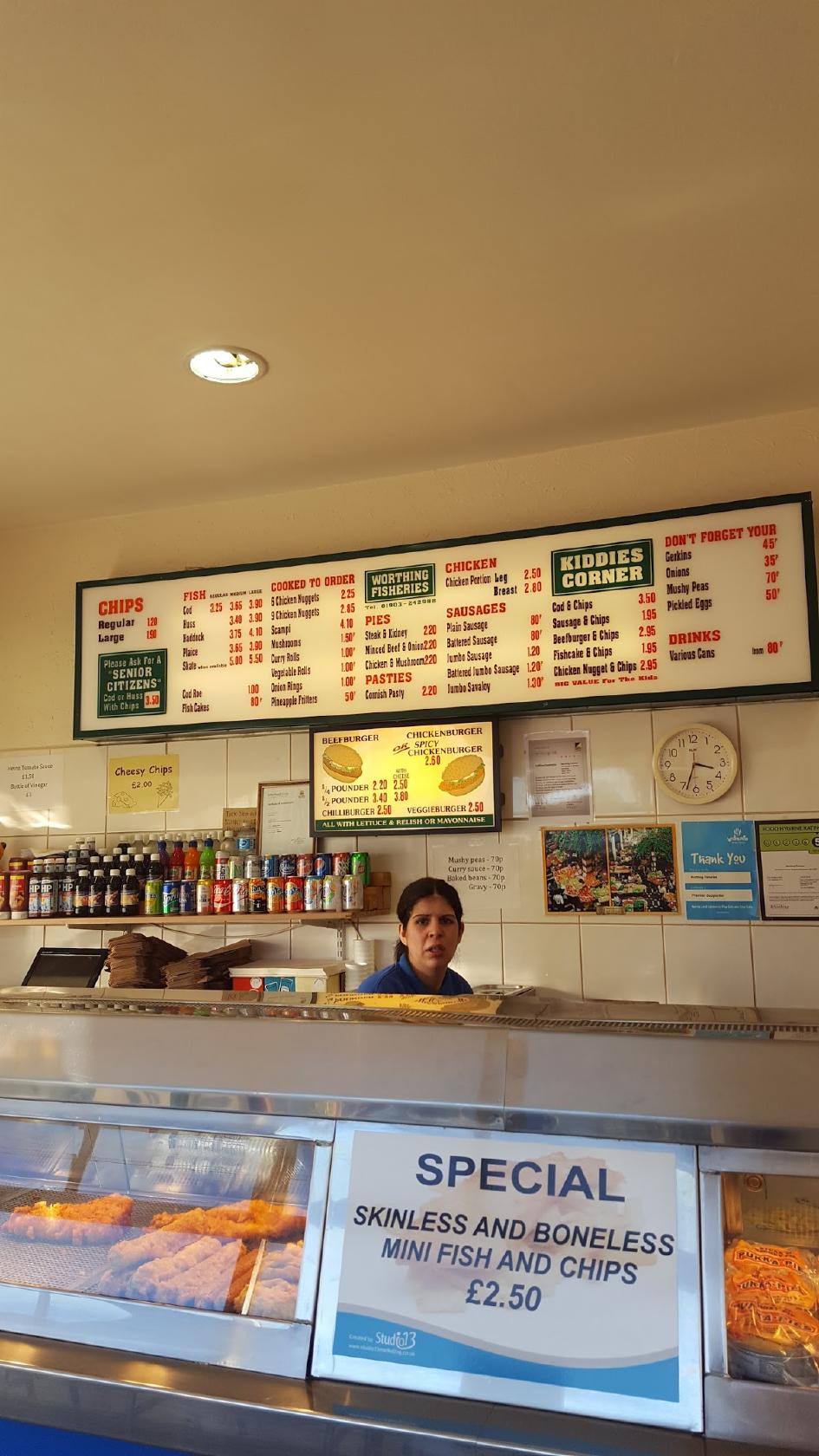 Menu at Worthing Fisheries restaurant, Worthing