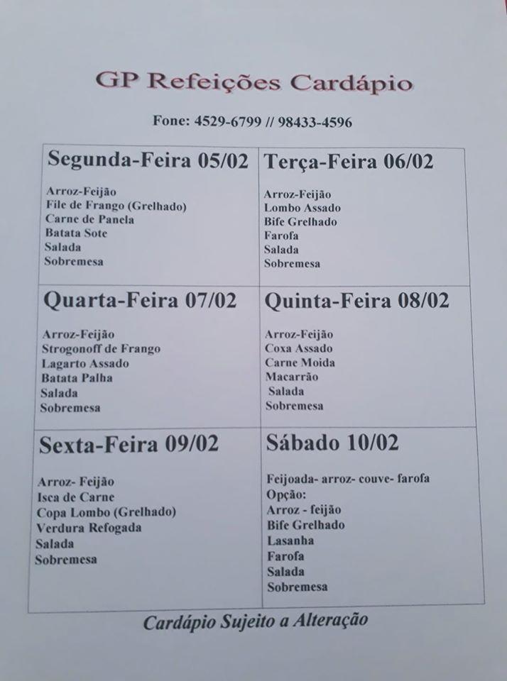 Menu em Gp Refeiçoes restaurante, Brasil