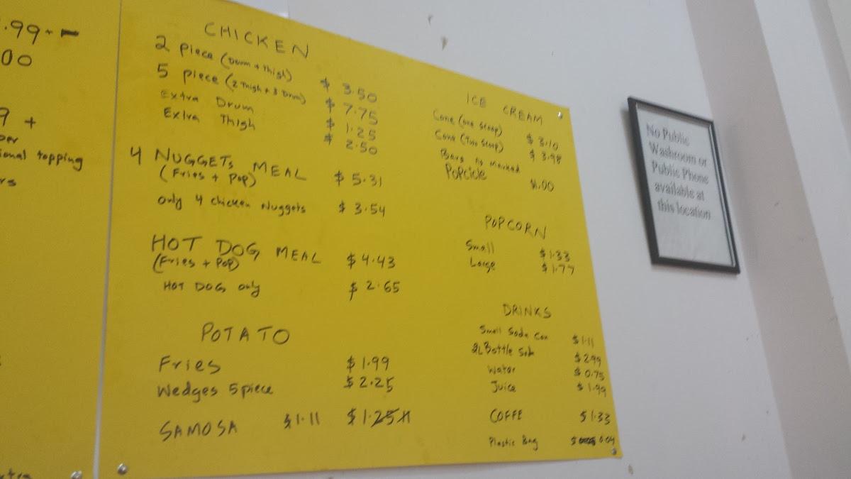 Menu at Halal Fast Food, Winnipeg