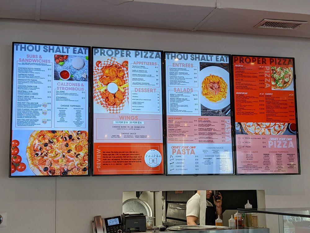 Menu at Proper Pizza and Pasta pizzeria, Los Angeles, W 3rd St
