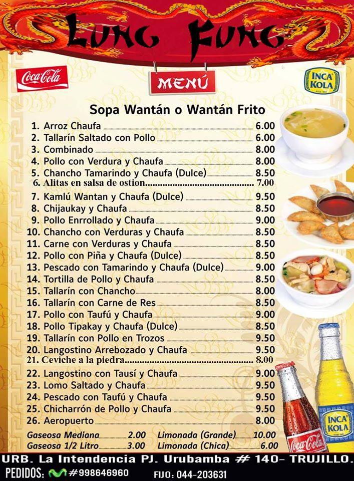 Carta del restaurante CHIFA LUNG FUNG., Trujillo