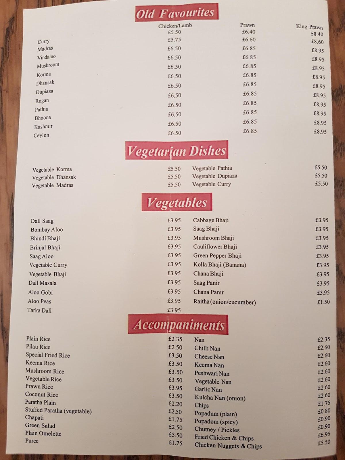 Menu at Chineham Indian Cuisine restaurant, Basingstoke, 1 Reading Rd