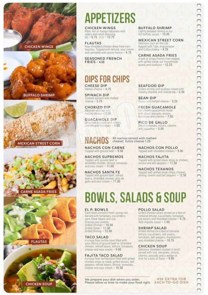 Menu at El Parral Mexican Restaurant, Eden, 734 S Van Buren Rd