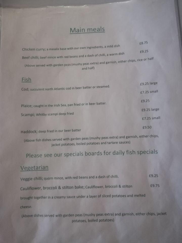 Menu at Ferry Cabin Cafe, Ferryside