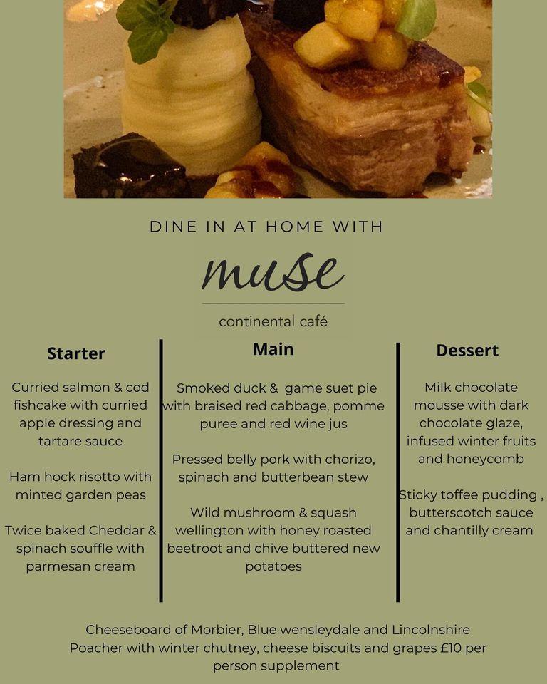 Menu at Muse restaurant, Yarm