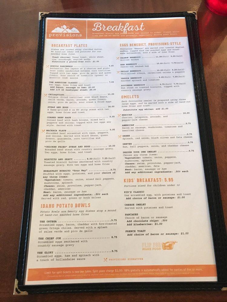 Menu at The Provision Kitchen pub & bar, Driggs