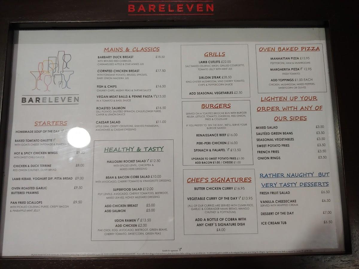 Menu at Renaissance Bar Eleven, Hounslow