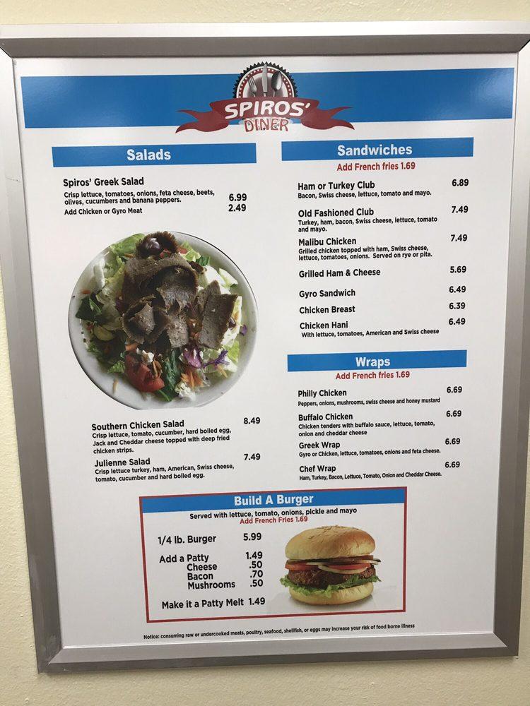 Menu at Spiros Diner restaurant, Harrison charter Township