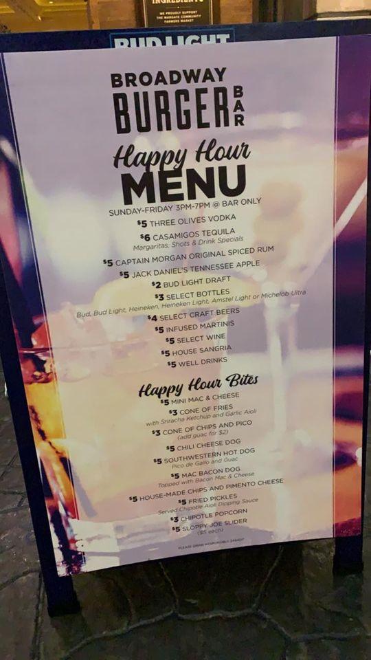 Menu at Broadway Burger Bar, Atlantic City, Pacific Ave