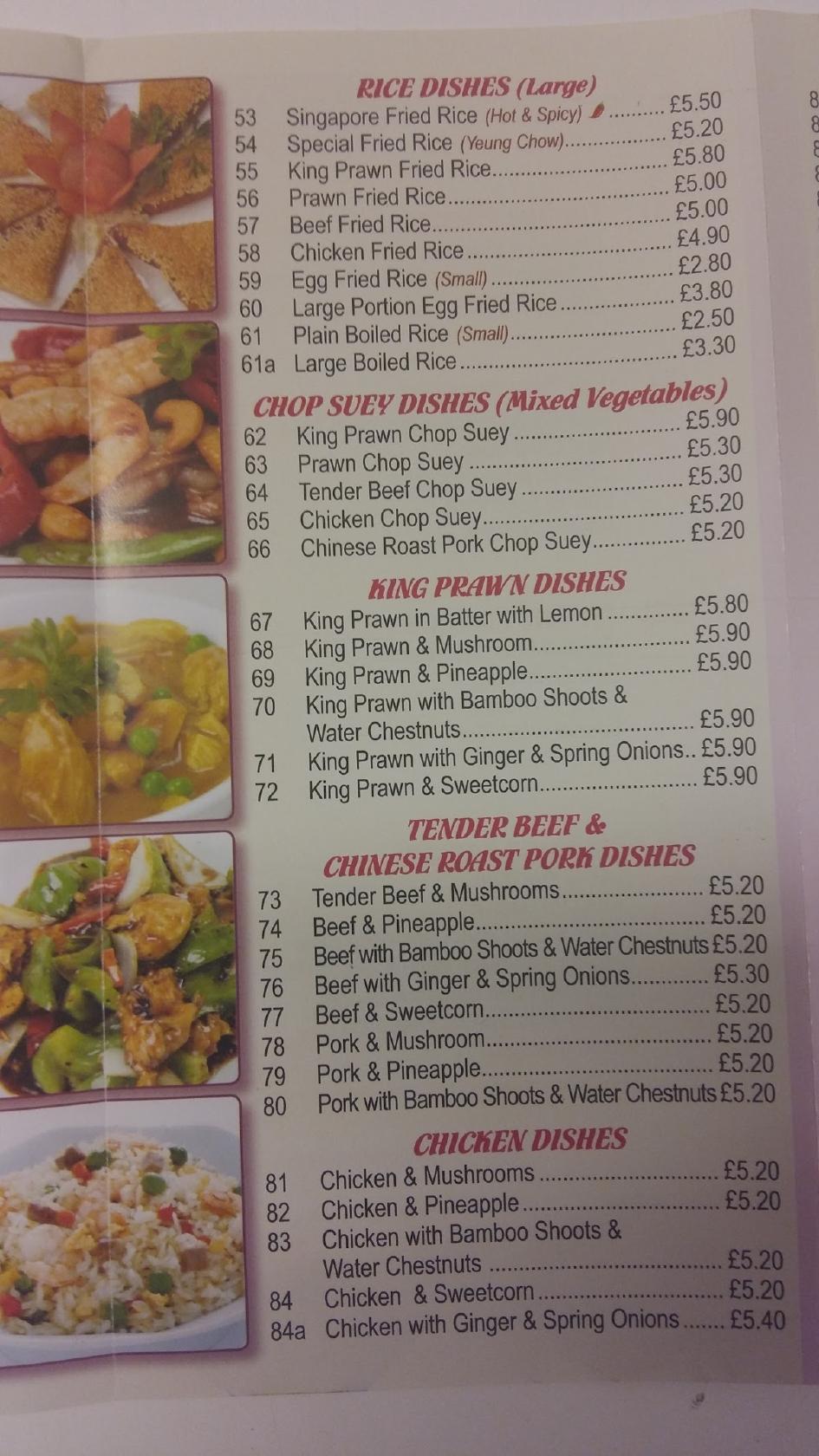 Menu at Chan's Cantonese Takeaway fast food, Lowdham