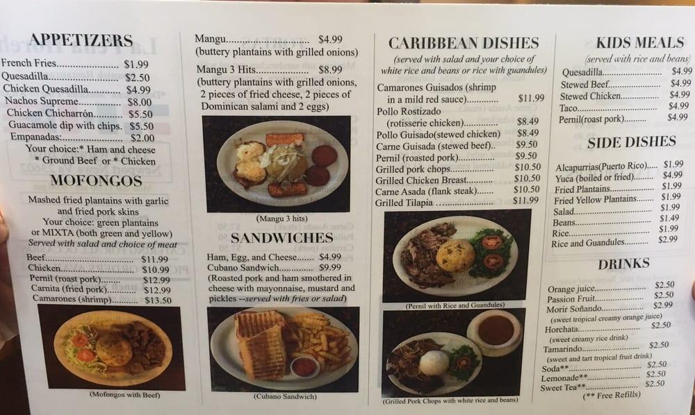 Menu at La Peña Horeb Spanish Restaurant, Newport News, Warwick Blvd