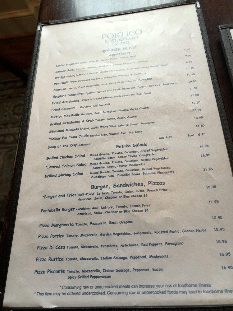 Menu at Portico Restaurant, Richmond, River Rd