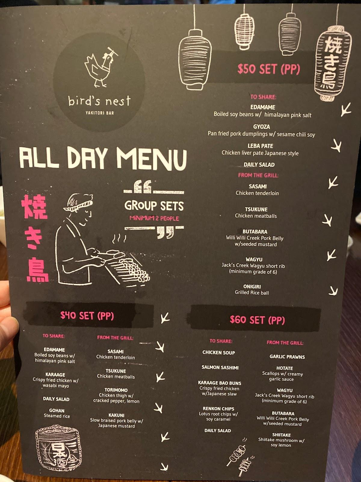 Menu at Bird's Nest - West End restaurant, South Brisbane, Shop 5/220 ...