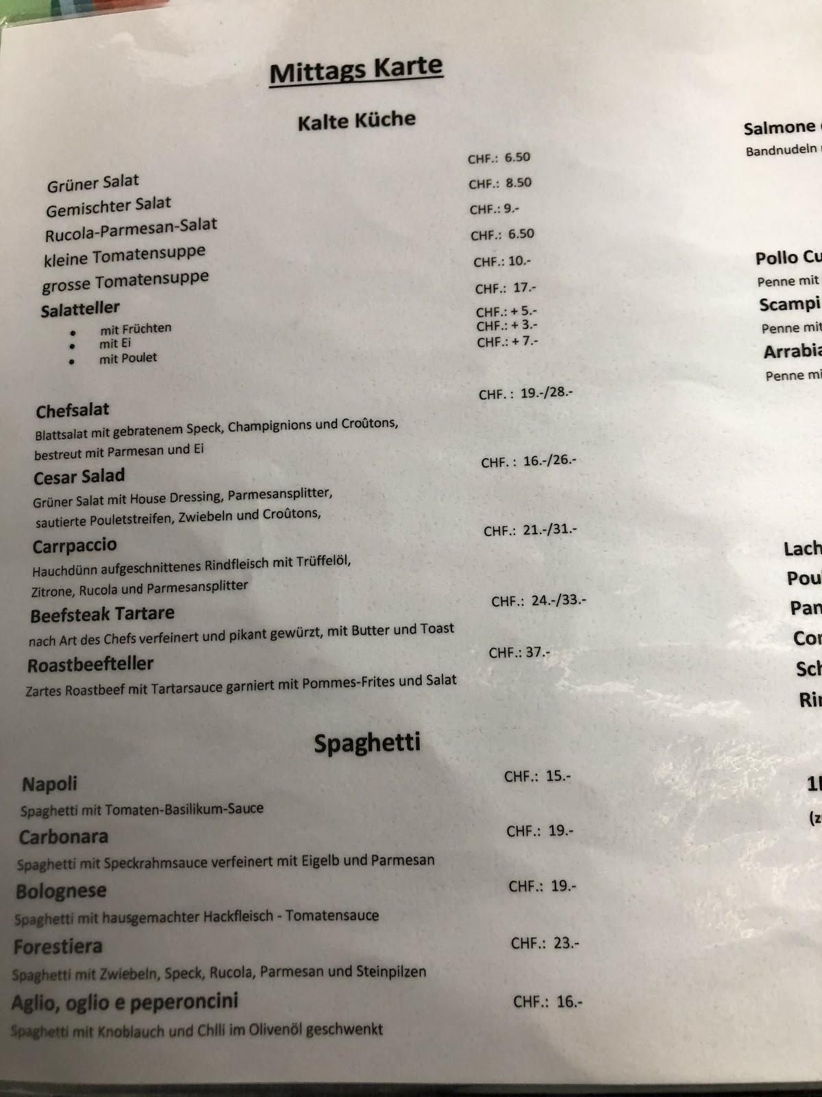 Speisekarte von Barock Café, Visp