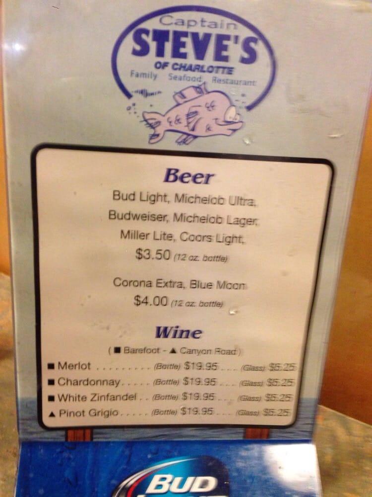 Menu at Captain Steve's Seafood restaurant, Charlotte, Monroe Rd