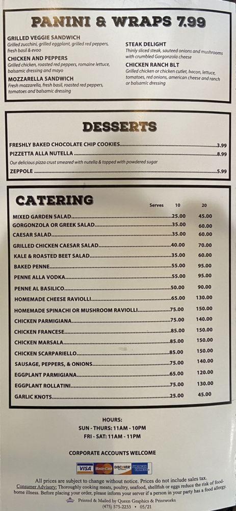 Menu at Crust Pizza Company pizzeria, Norwalk